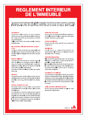 Consigne règlement intérieur d'immeuble : Commandez sur Techni-Contact ...