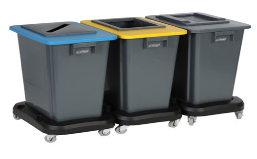 Bac de tri sélectif 3 bacs 60 L sur roulettes : Commandez sur Techni ...