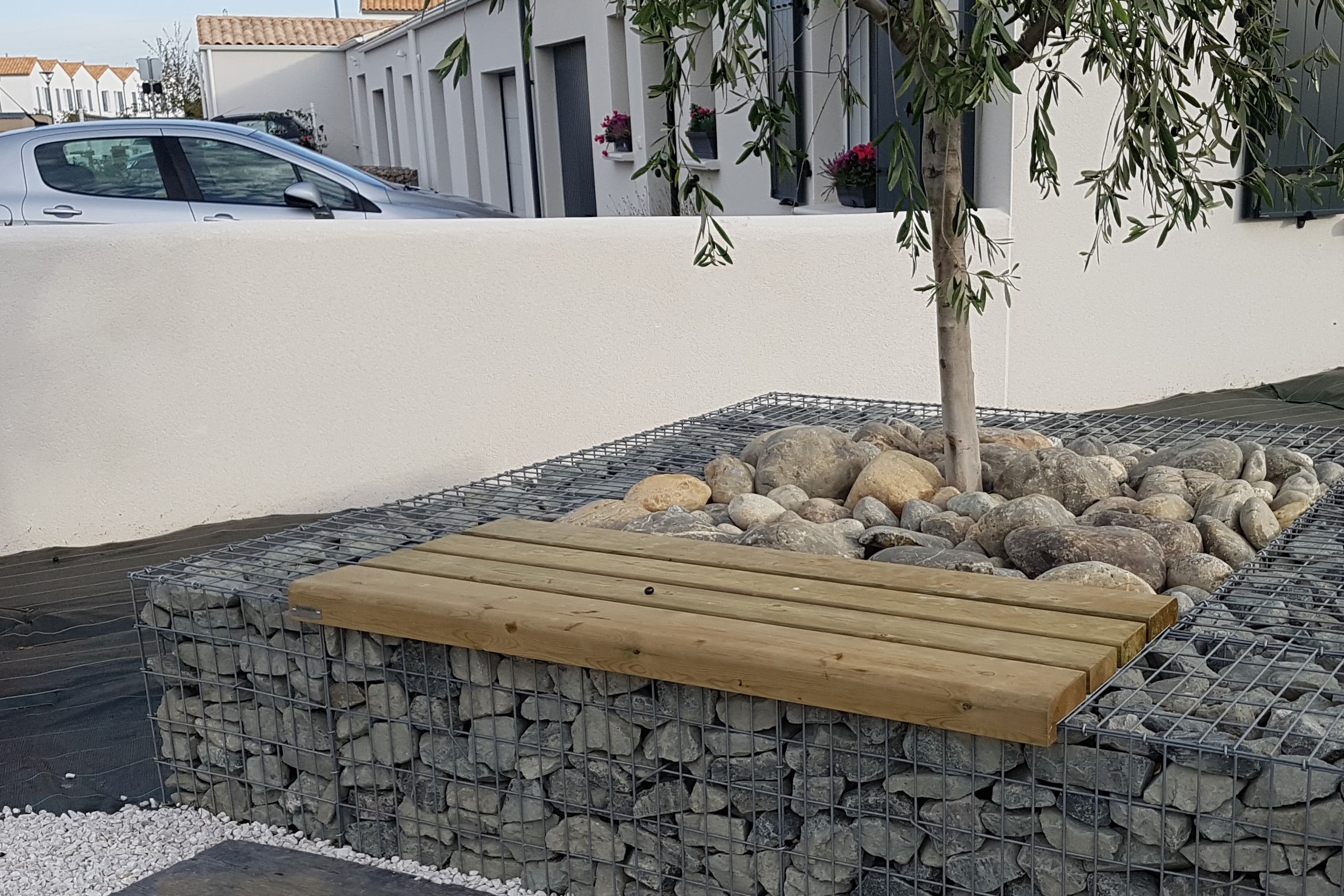 Banc tour arbre gabion : Devis sur Techni-Contact - Bordure d'arbre en gabion