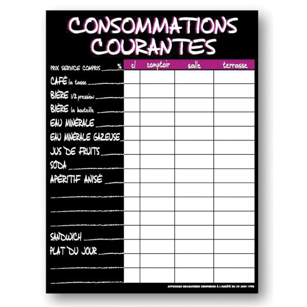 Panneau prix de consommations courantes : Commandez sur Techni-Contact ...