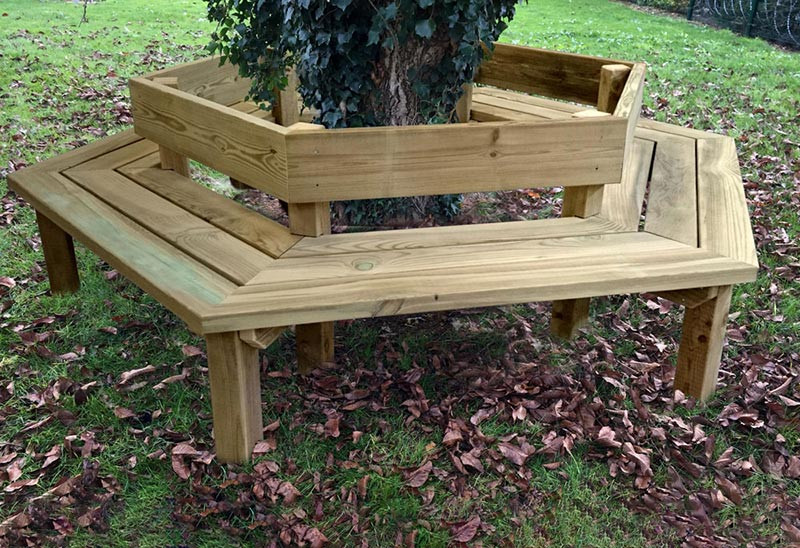 Banc tour d’arbre hexagonal en pin : Commandez sur Techni-Contact - Banc bois tour d’arbre